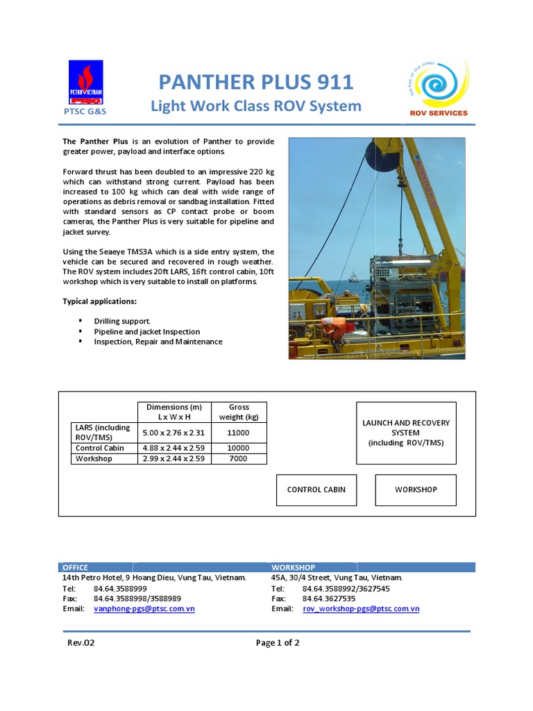 Panther Plus ROV Specifications | PDF | Vehicles | Science