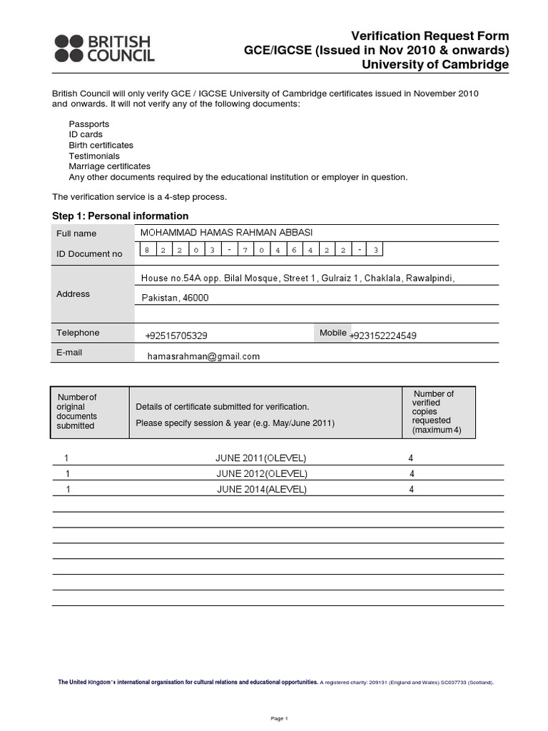 Cambridge Form | PDF | Government Information | Government