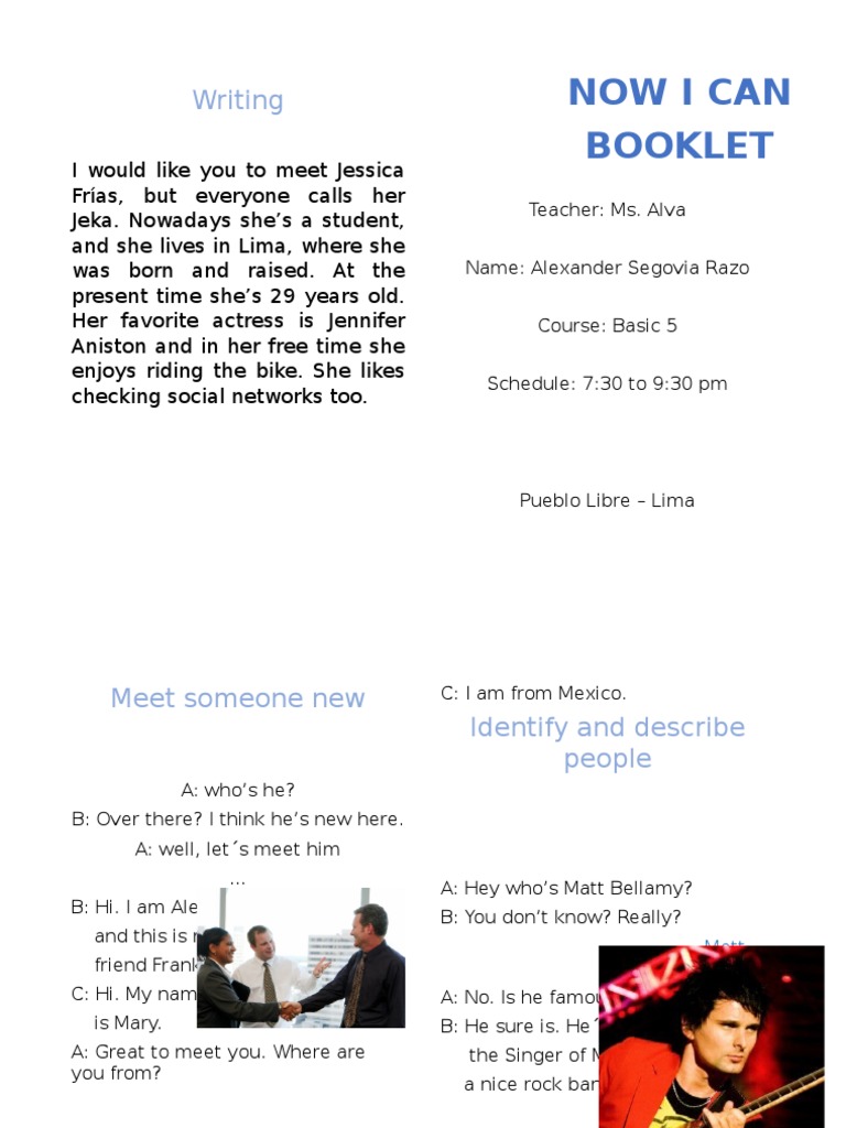 Now I Can Booklet: Writing | PDF