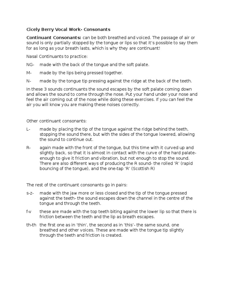 Cicely Berry Vocal Work | PDF