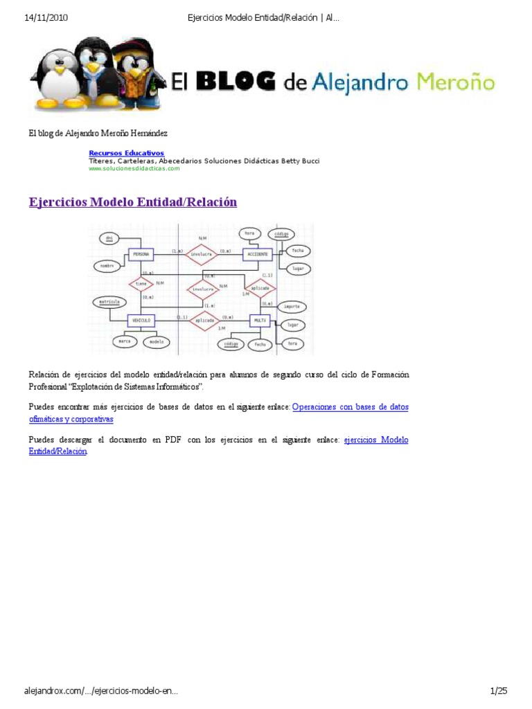 Ejercicios de Modelo Entidad-Relación | PDF | Base de datos relacional ...
