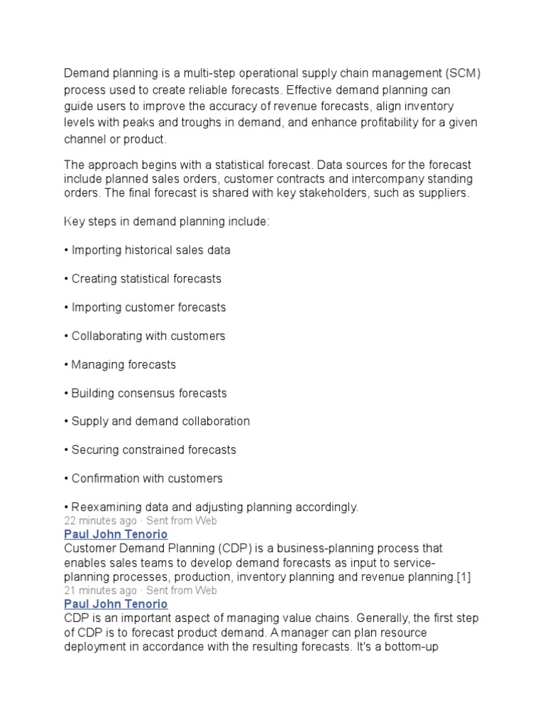 Demand Planning | PDF | Supply Chain | Forecasting