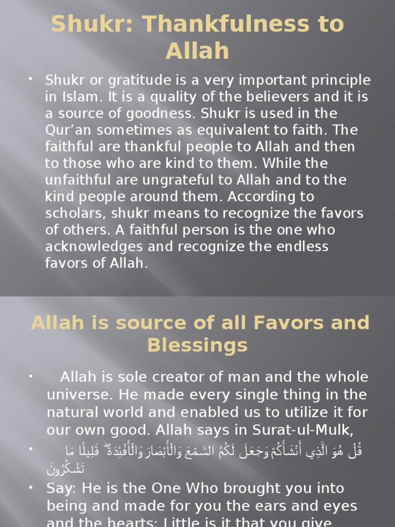 Importance of Shukr in Islam | PDF | Muhammad | Gratitude