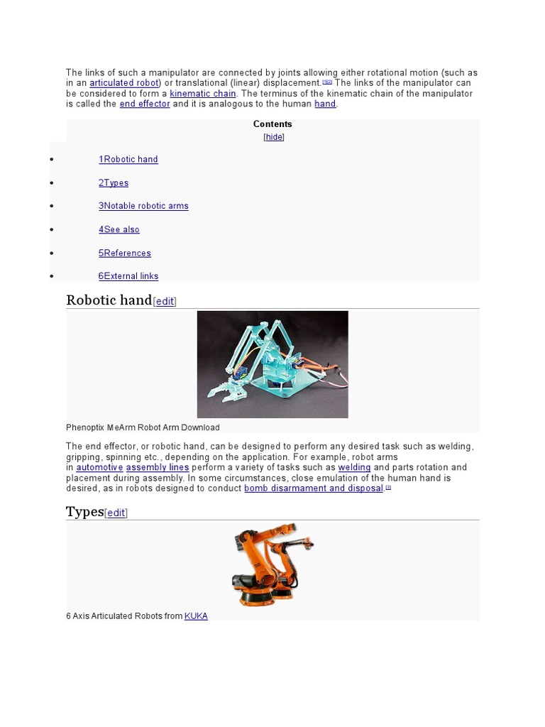Manipulator Are Connected by Joints | PDF | Canadarm | Robotics