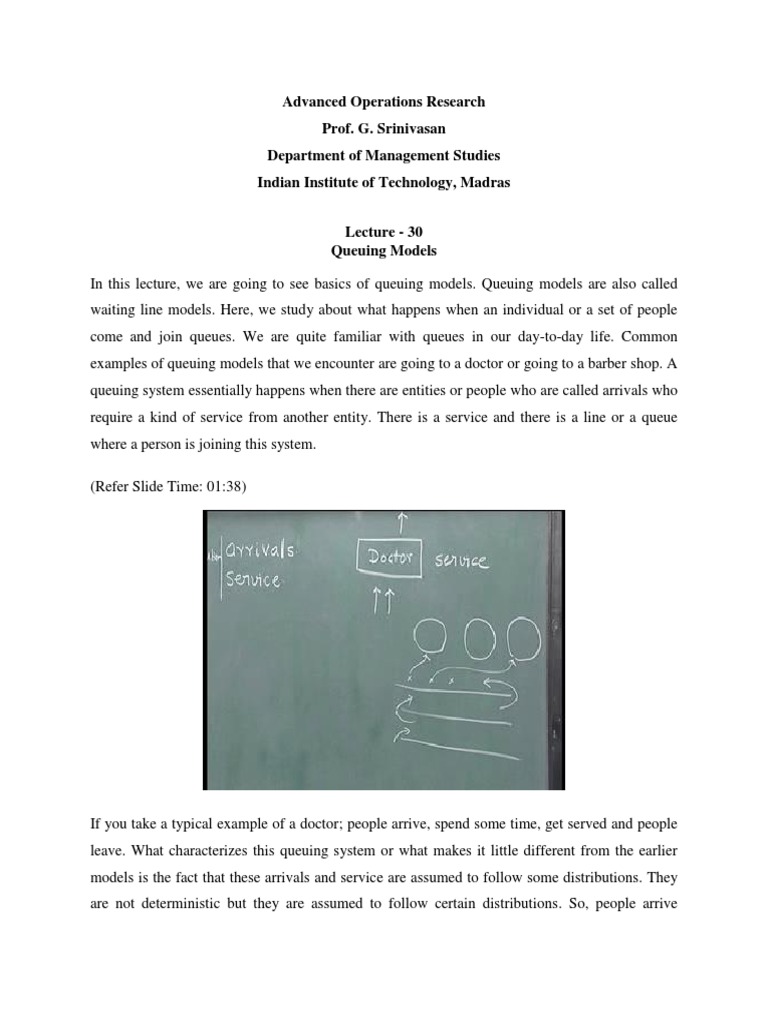 Advanced Operations Research Prof. G. Srinivasan Department of ...