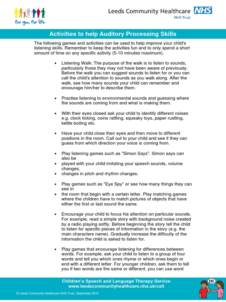010 Activities To Help Auditory Processing Skills | Download Free PDF ...