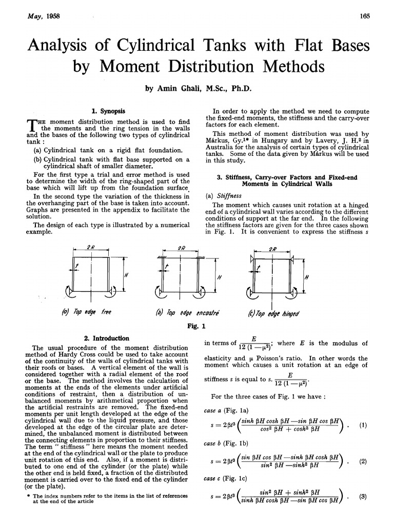 Analysis of Cylindrical Tanks With Flat Bases by Moment Distribution ...