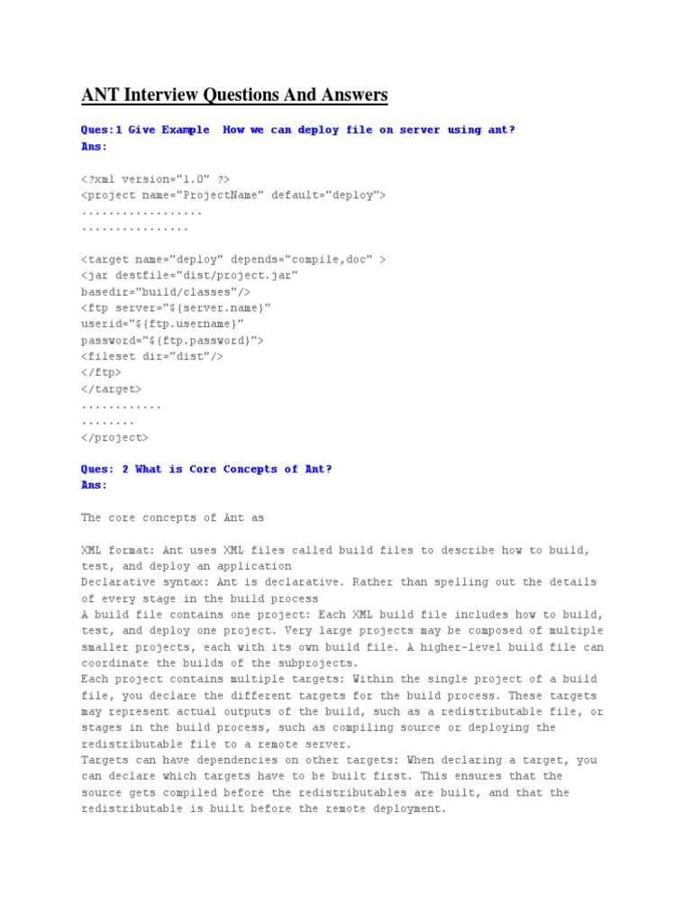ANT Interview Questions and Answers: Ques:1 Give Example How We Can ...