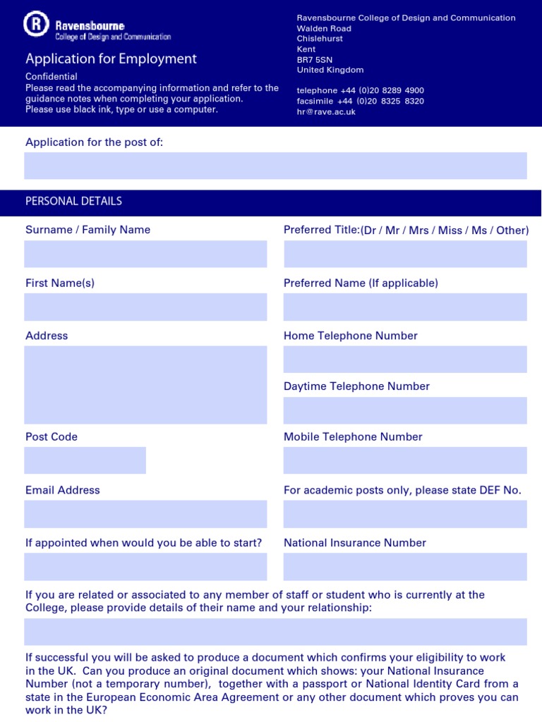 Application For Employment: Personal Details | PDF | Race And Ethnicity ...
