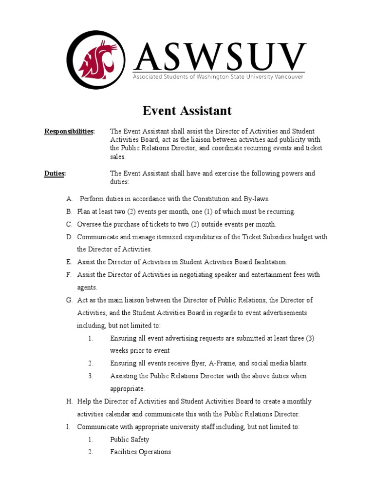 Event Assistant | PDF | Government | Business