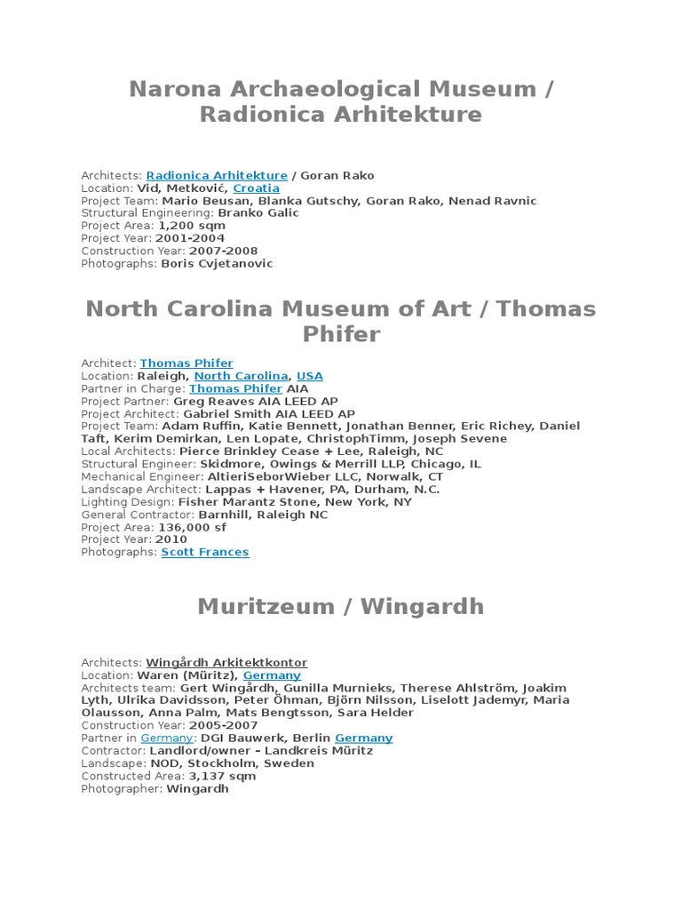 Narona Archaeological Museum Overview | PDF | Architect | Art Media