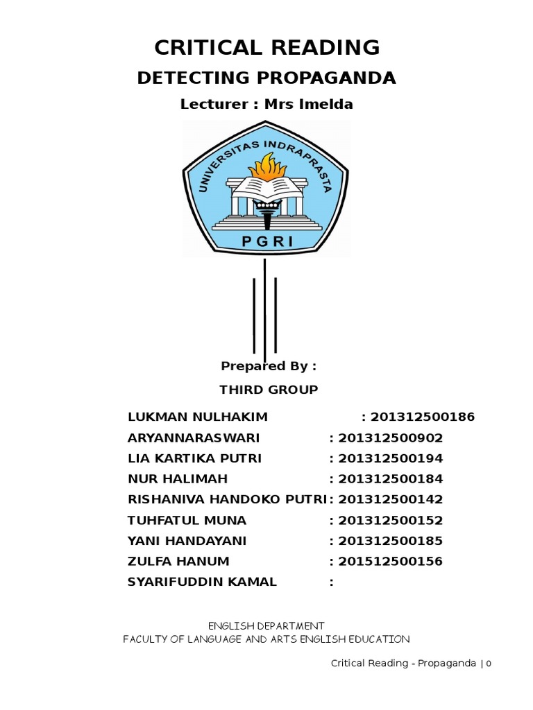 Critical Reading - Propaganda | PDF | Propaganda | Political Campaigns