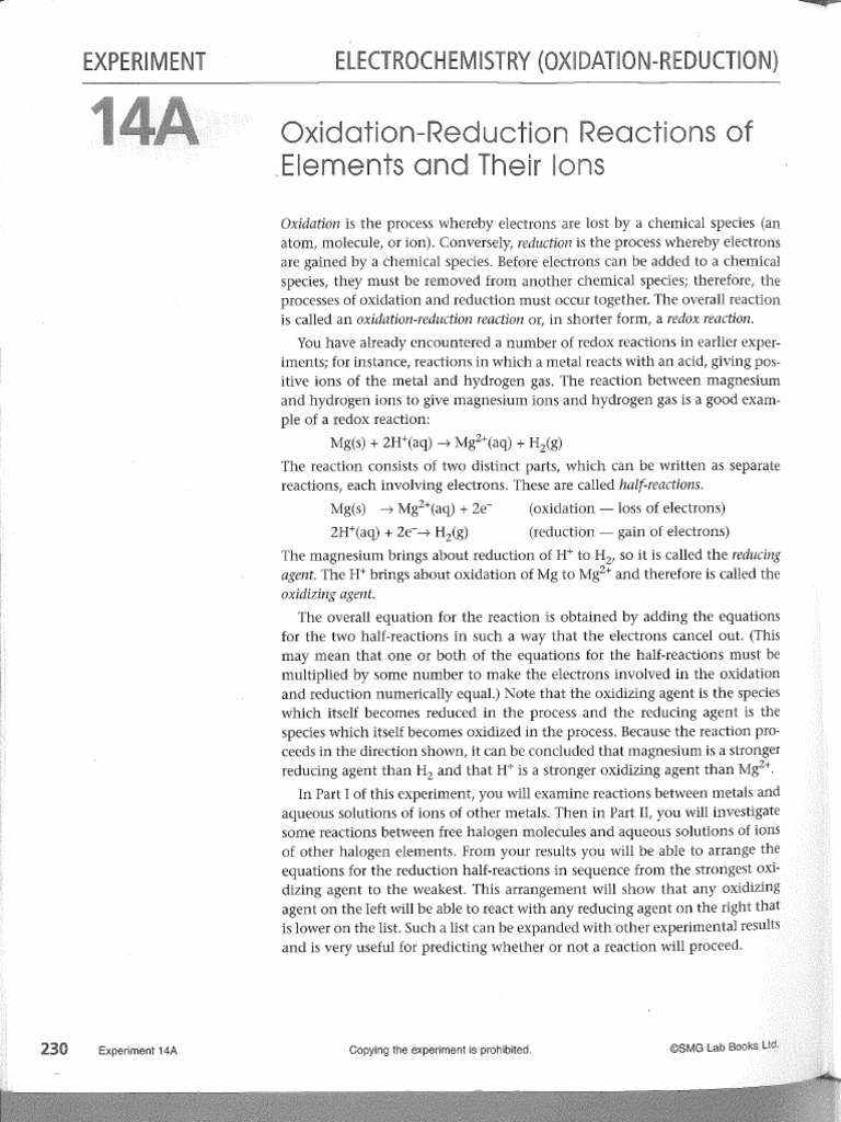 14A Redox Lab | PDF