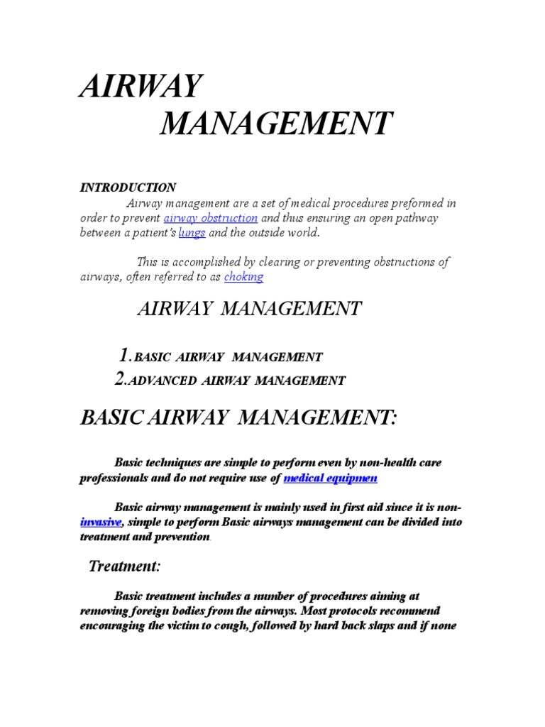 AIRWAY Management | PDF | Intensive Care Medicine | Medical Emergencies