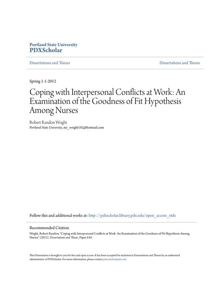 Coping With Interpersonal Conflicts at Work - An Examination of TH ...