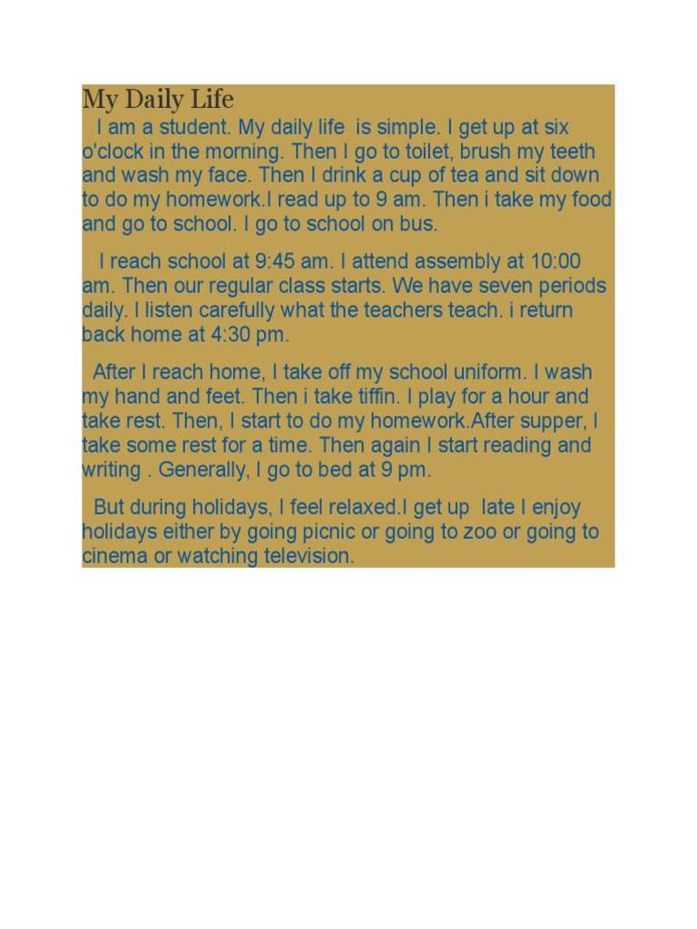 My Daily Life | PDF | Schools