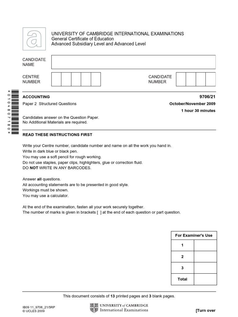 University of Cambridge International Examinations General Certificate ...