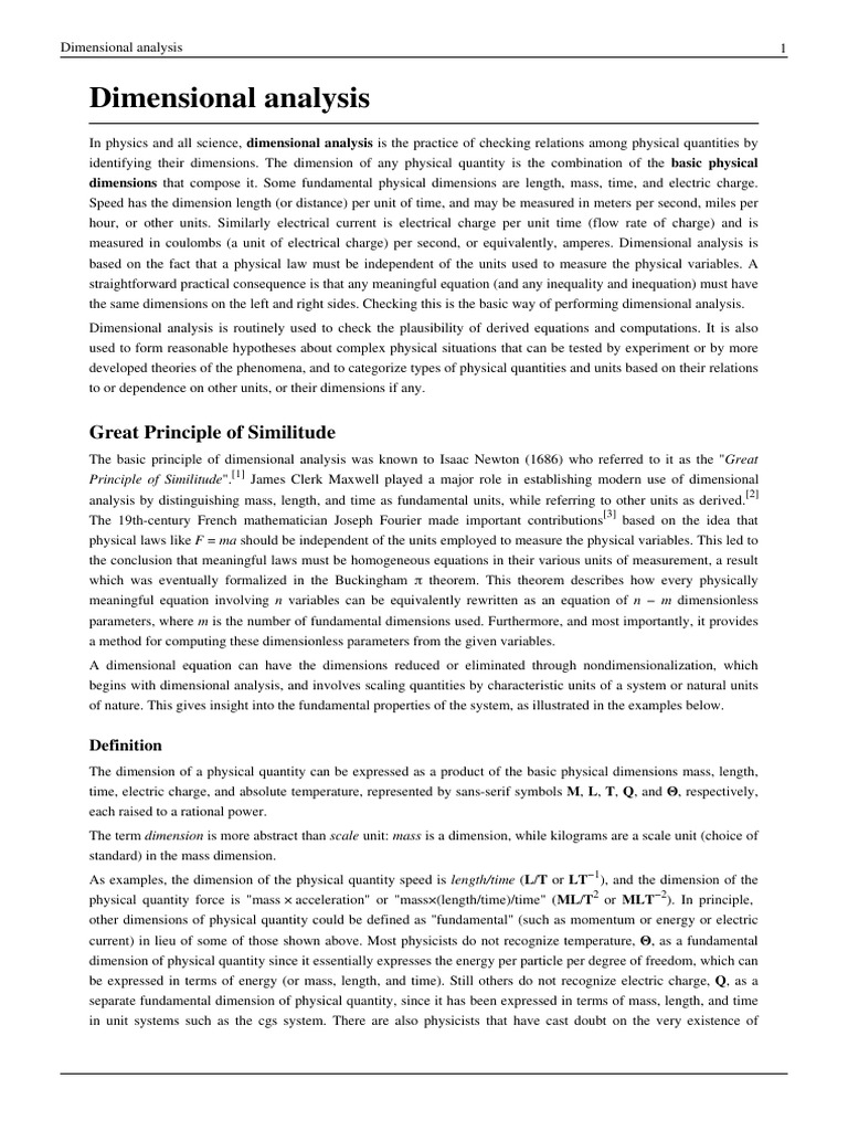 Dimensionless Analysis PDF | PDF | Euclidean Vector | Units Of Measurement