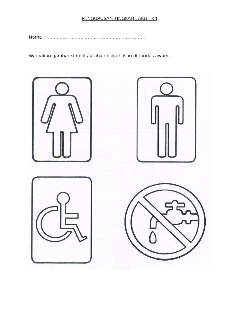 Warnakan Gambar Simbol-Tandas Awam | PDF