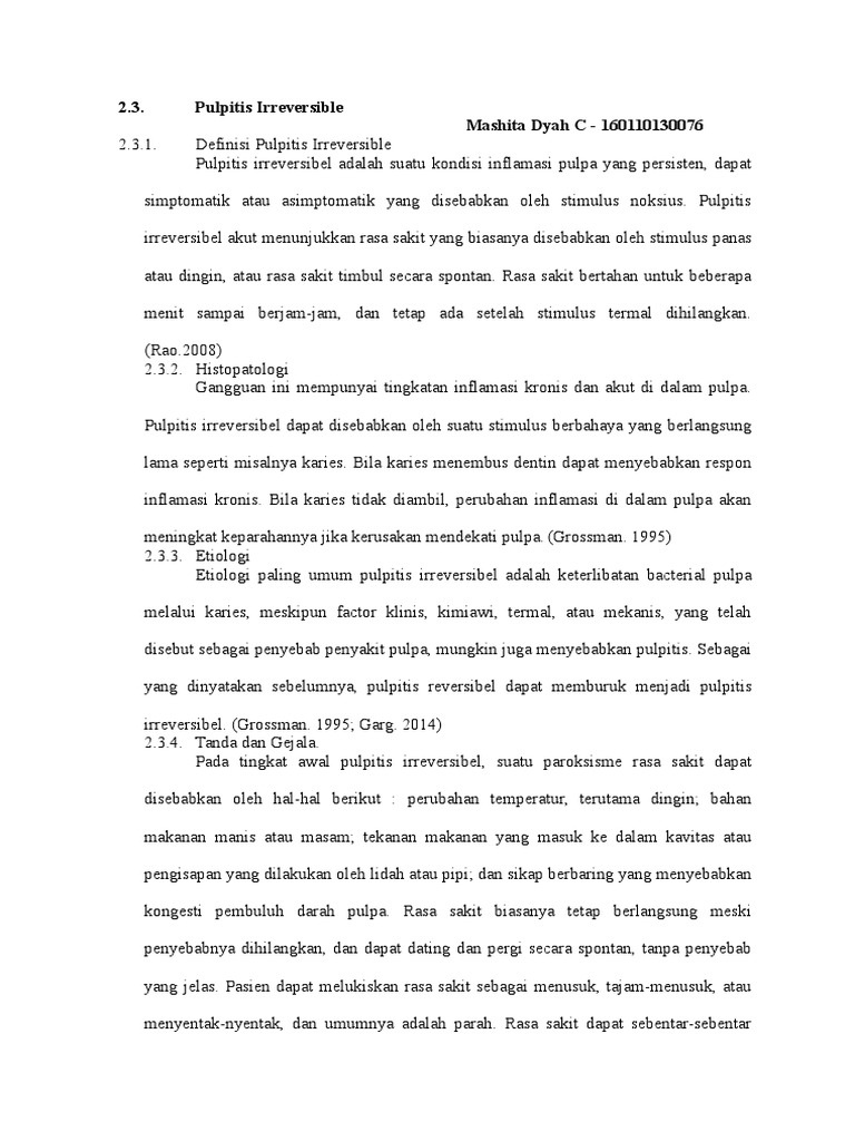 Pulpitis Irreversible | PDF