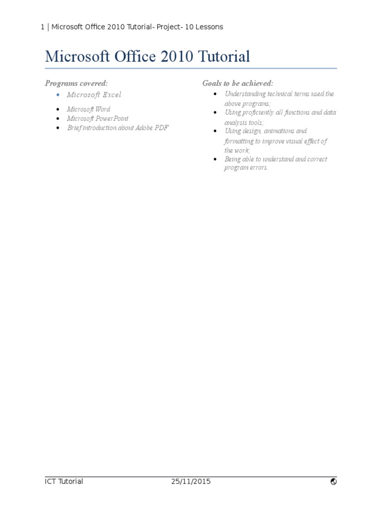Microsoft Office Tutorial | Download Free PDF | Microsoft Excel | Application Software