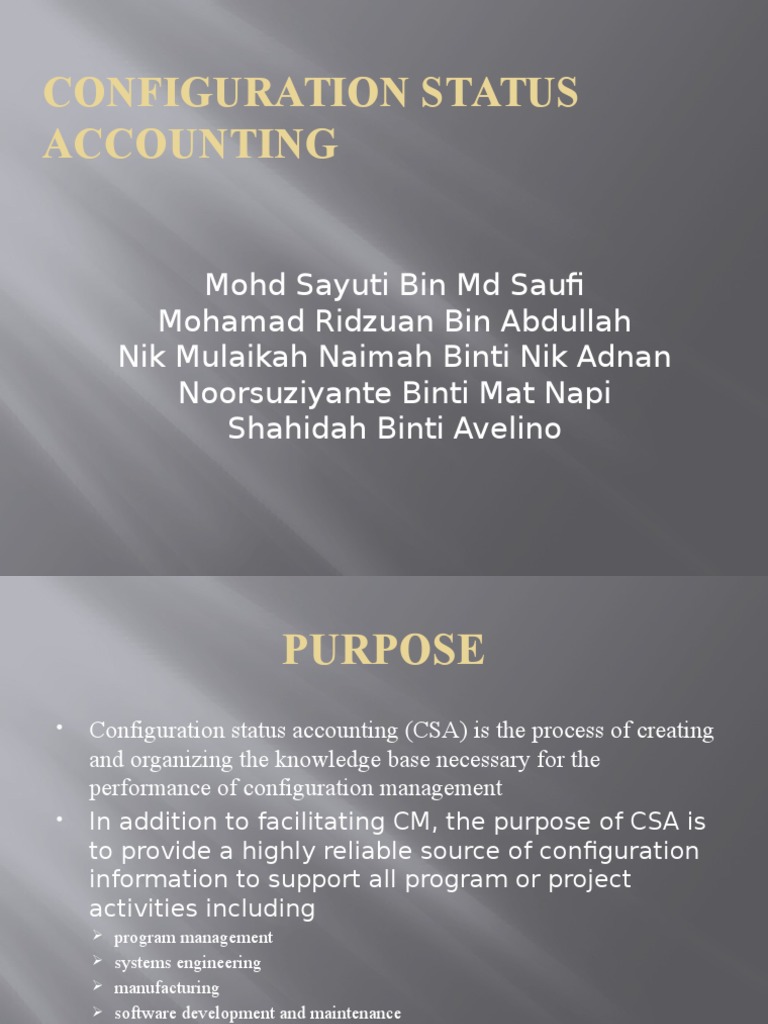 Configuration Status Accounting Introduction Pdf Software