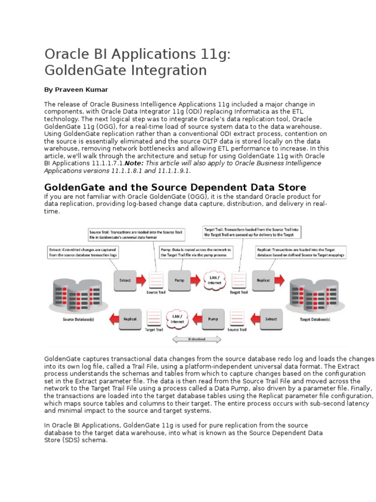 Oracle BI Applications 11g GoldenGate Integration | PDF | Oracle Database | Sql