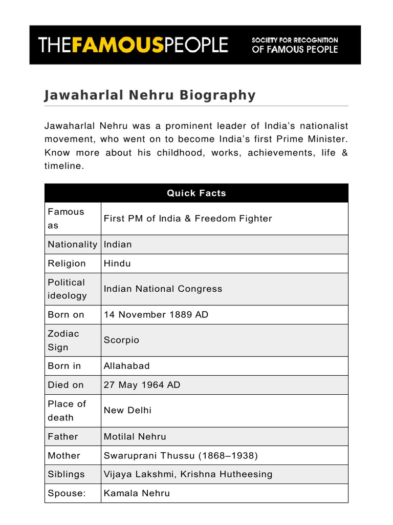 Jawaharlal Nehru: A Concise Biography of India's First Prime Minister ...