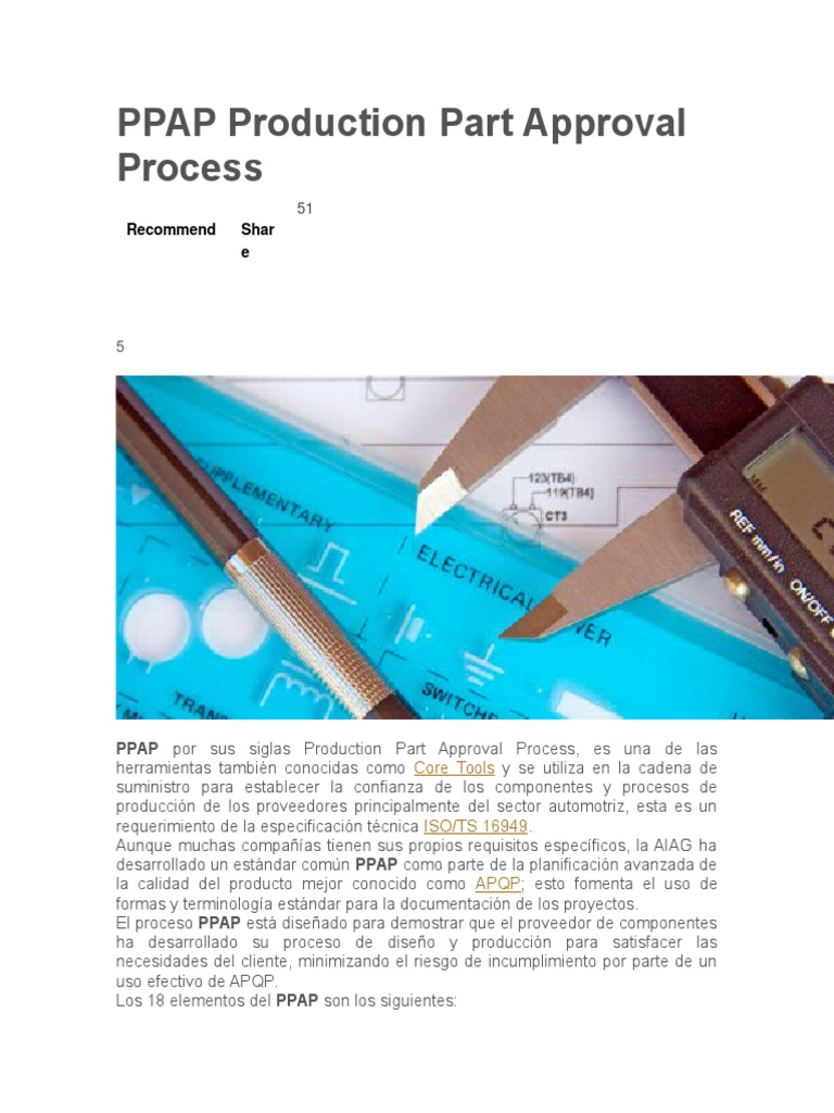 PPAP Production Part Approval Process | PDF | Diseño | Calidad (comercial)