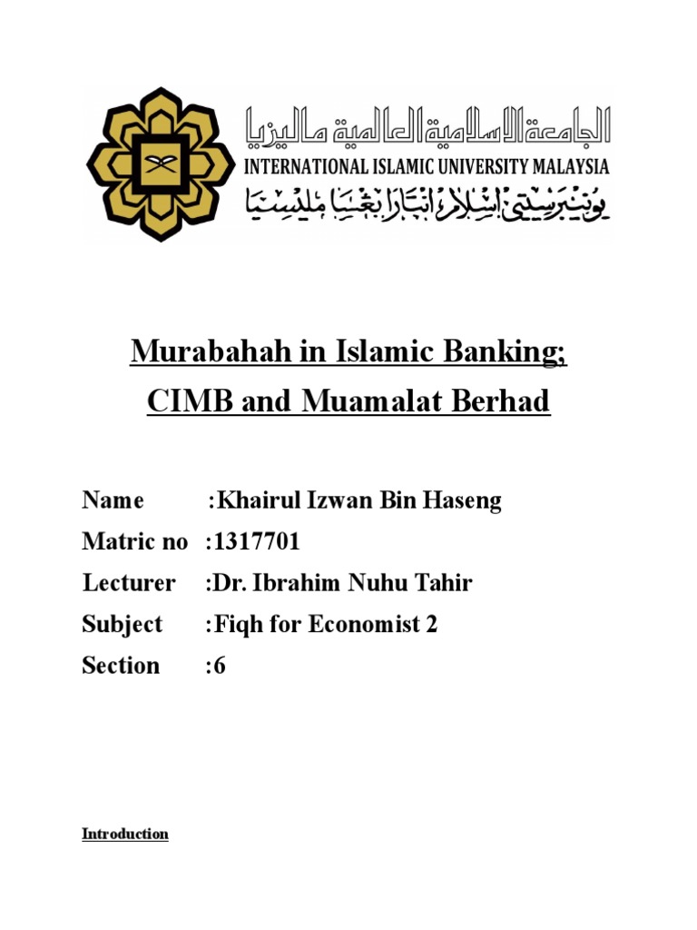 Murabahah in Islamic Banking | PDF | Financial Services | Banking