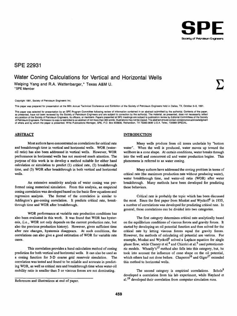 Water Coning For V H Well | PDF | Sensitivity Analysis | Petroleum ...