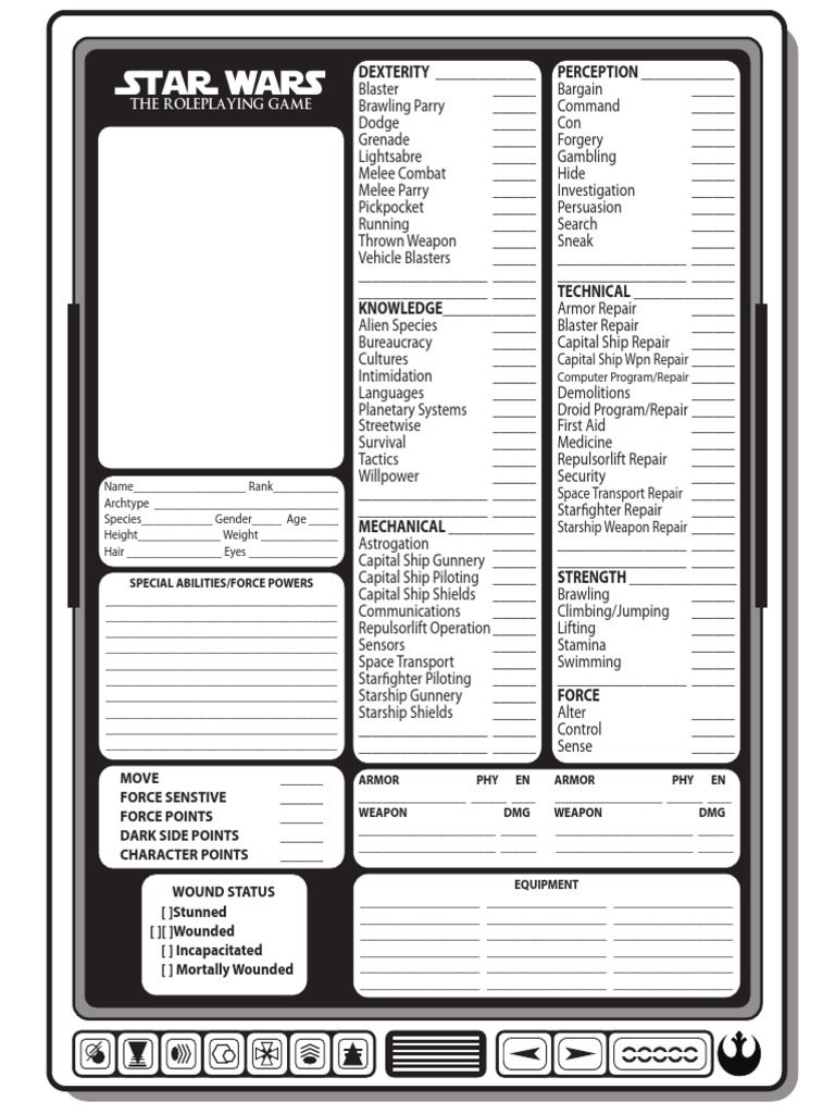 Star Wars RPG Character Sheet | PDF