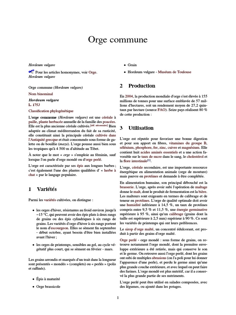 Orge Commune | PDF | Orge | Cultures