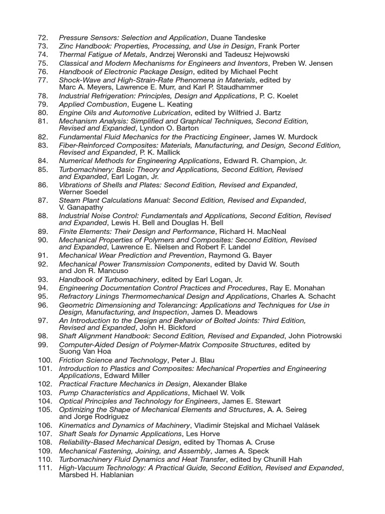 Engineering Reference Book List | PDF | Stress–Strain Analysis ...