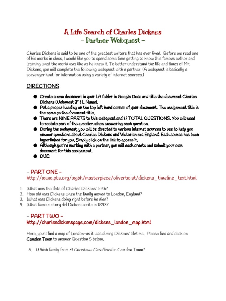 (ACC) Dickens Webquest - 2015 Thompson | PDF | Charles Dickens ...