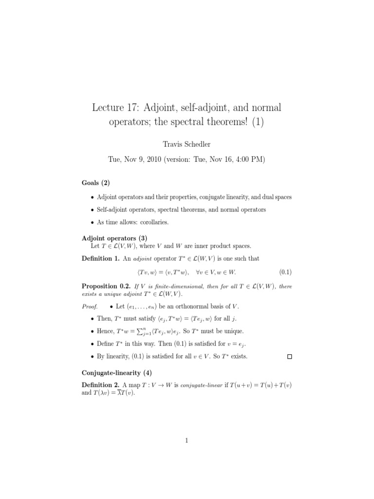 Adjoint Operators | PDF | Matrix Theory | Mathematical Analysis