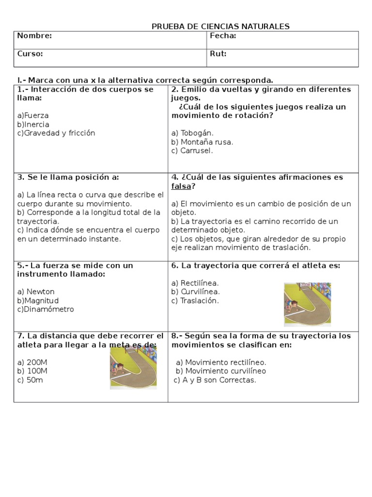 Prueba de Ciencias Naturales para Estudiantes | PDF