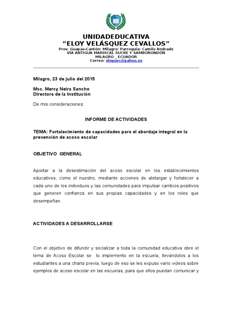 Informe de Acoso Escolar | Escuelas | comportamiento abusivo