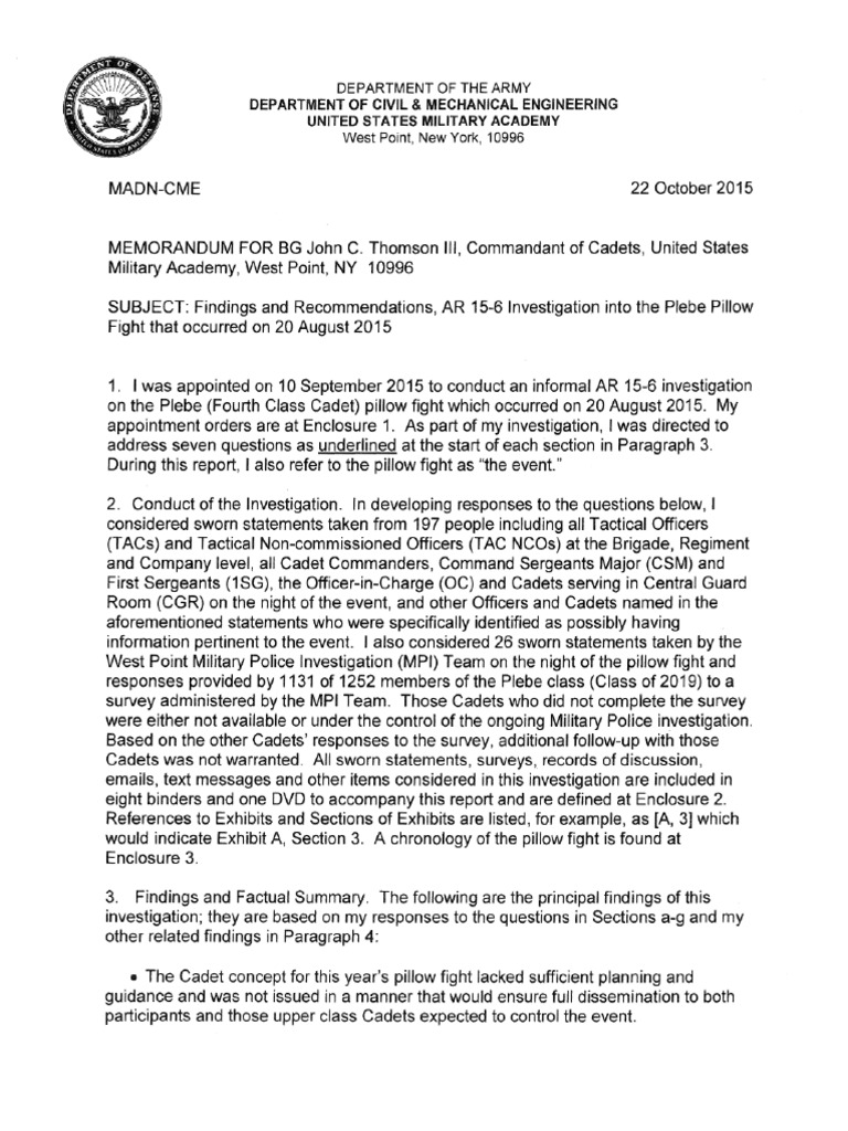 USMA Report of Investigation | PDF