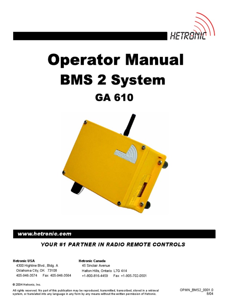 Hetronic Bms-2 (GB) | PDF | Electrical Connector | Electrical Wiring