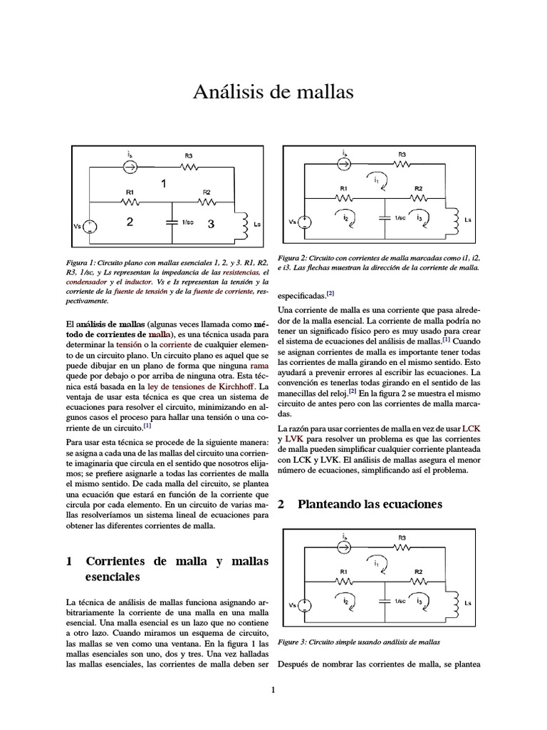 Análisis de mallas | PDF | Circuitos electricos | Circuitos electrónicos