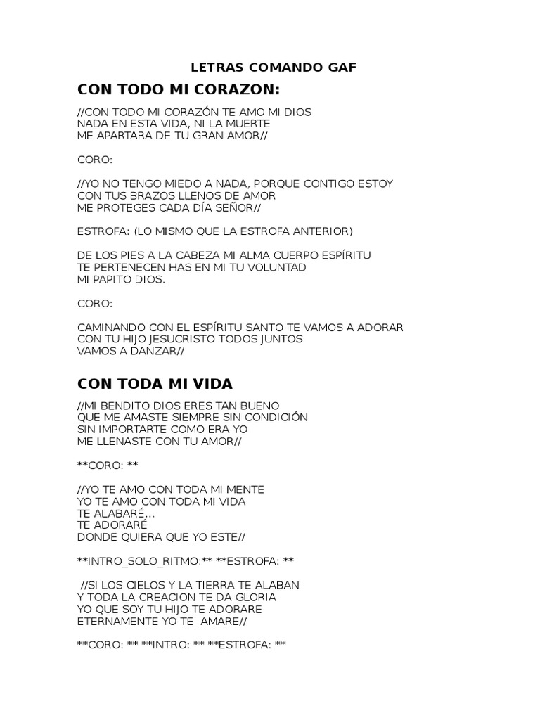 Letras Comando Gaf | PDF | Amor | Religión y creencia