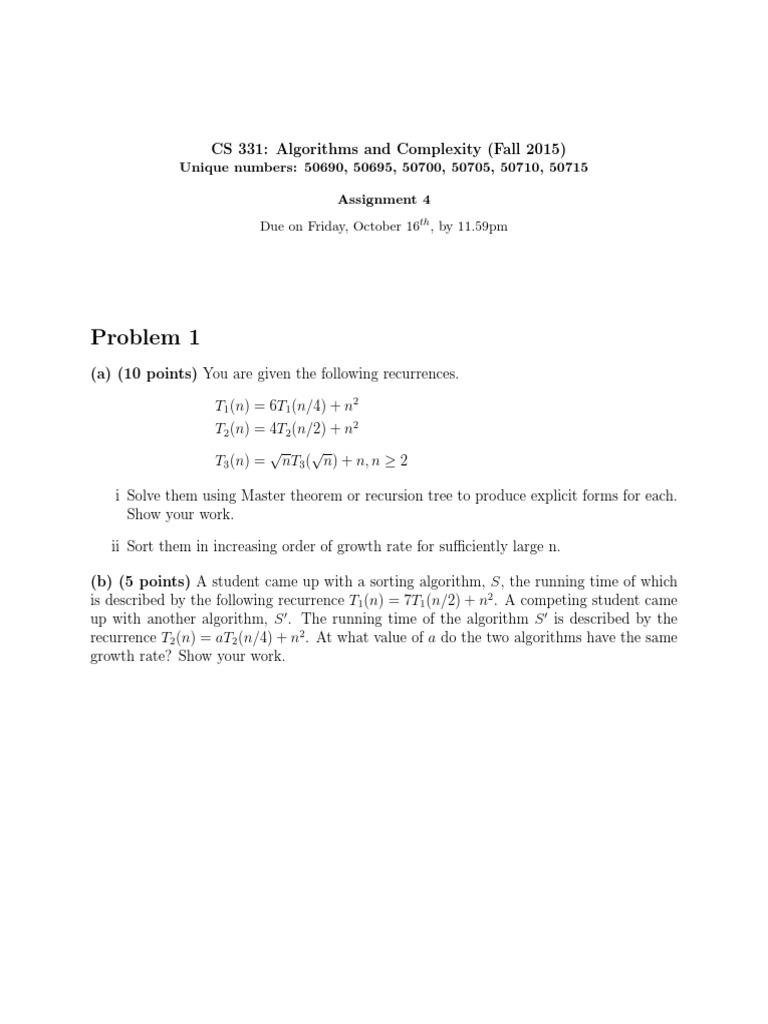 Assignment 4 Pdf Time Complexity Computational Complexity Theory