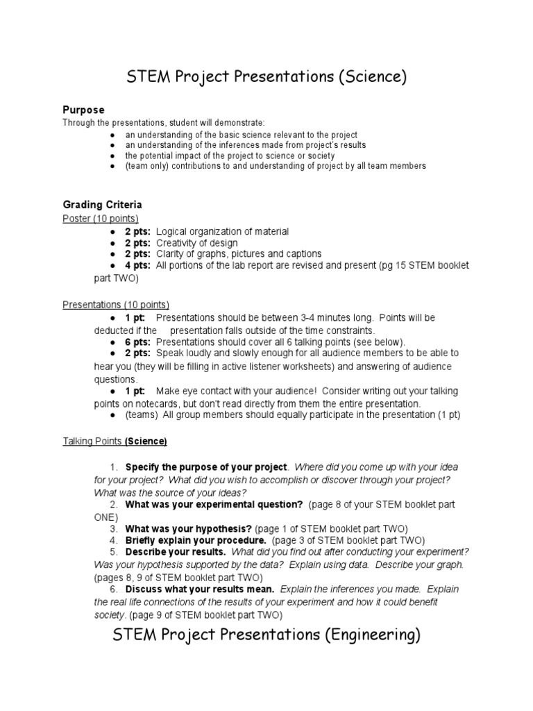 STEM Project Presentations (Science) : Purpose | PDF | Science ...