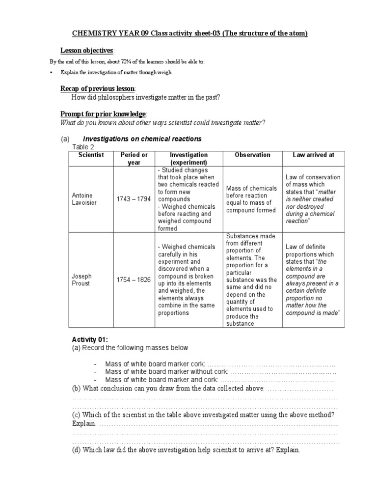 Understanding Atomic Structure in Chemistry | PDF | Chemical Compounds ...