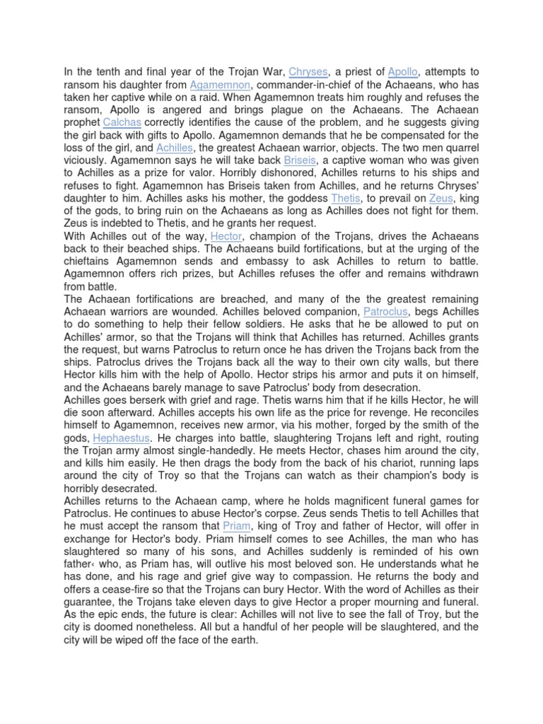 Chryses Apollo Agamemnon | PDF | Achilles | Hector