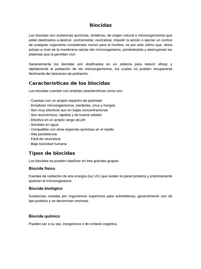 Biocidas: Tipos y Aplicaciones Efectivas | PDF | Pesticida | Insectos