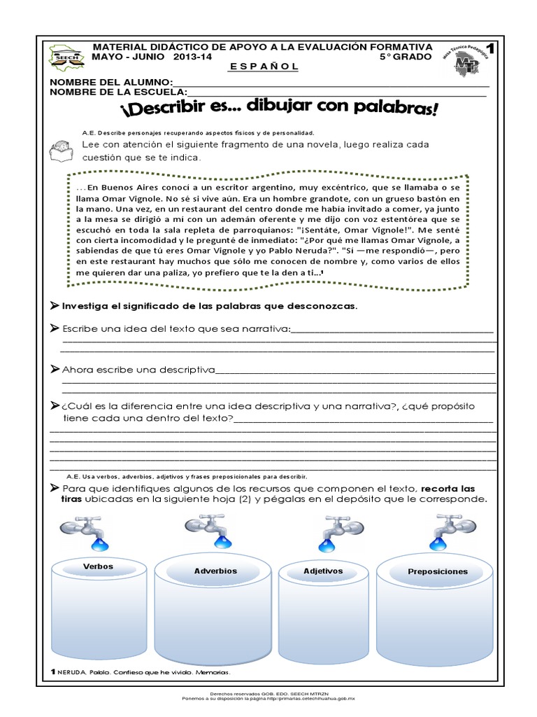 Examen Quinto Grado | PDF | Contaminación | Palabra