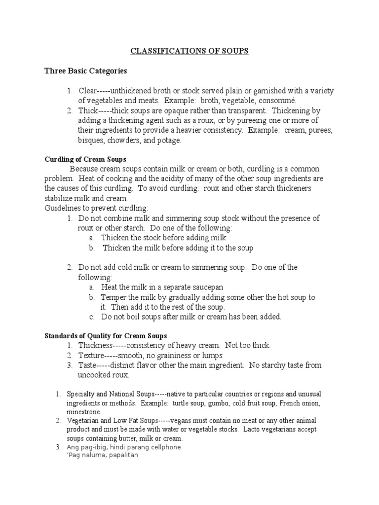 Classifications of Soups | Soup | Foods