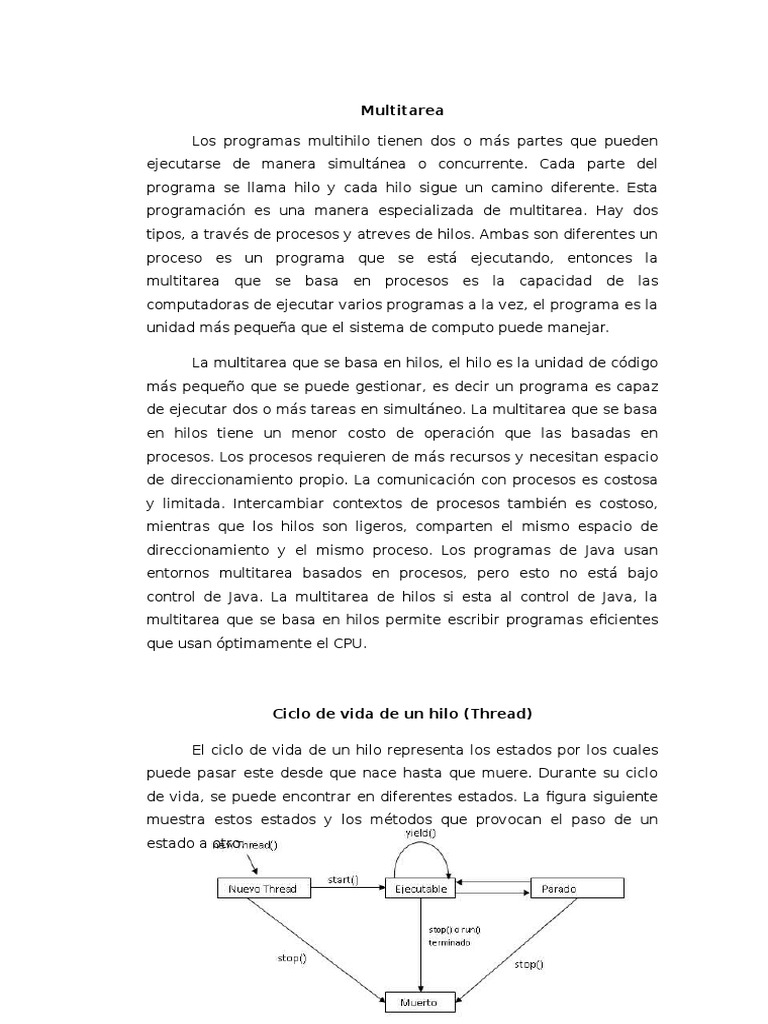 Multitarea en Java | PDF | Infraestructura informática | Hilo (Computación)
